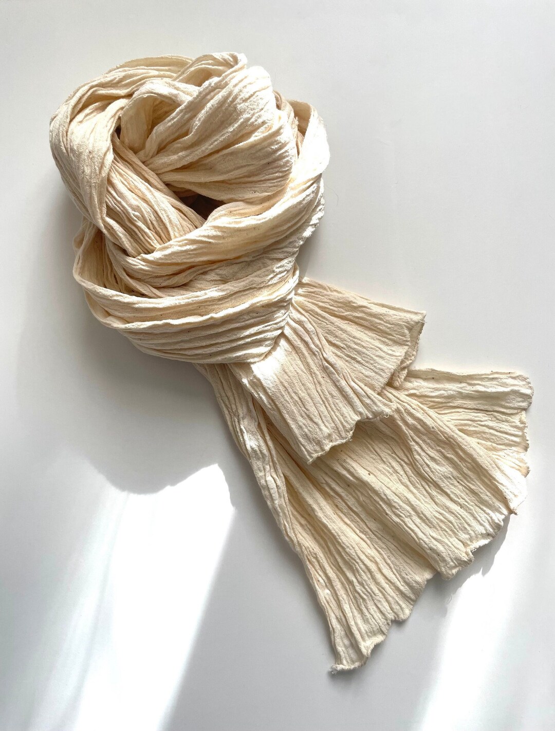 Natural Cotton Scarf, Traditional Handwoven Scarf, Natural Fiber Linen ...