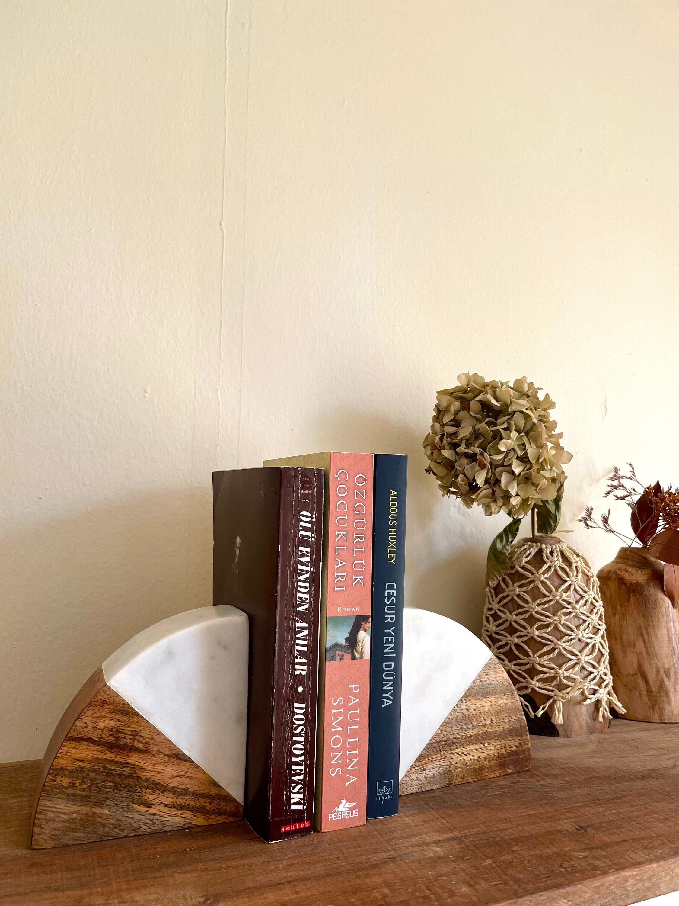 Handmade Marble Bookends Couple of Bookends Marble&wood Book - Etsy