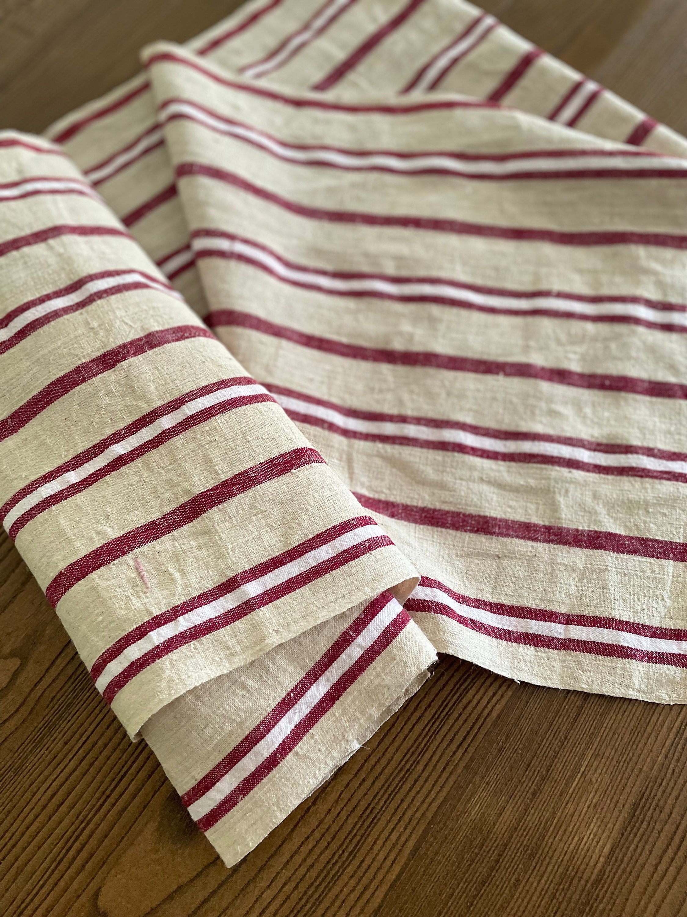 Antique Linen Fabric, Handwoven Rustic Fabric, Country Handmade Cloth ...