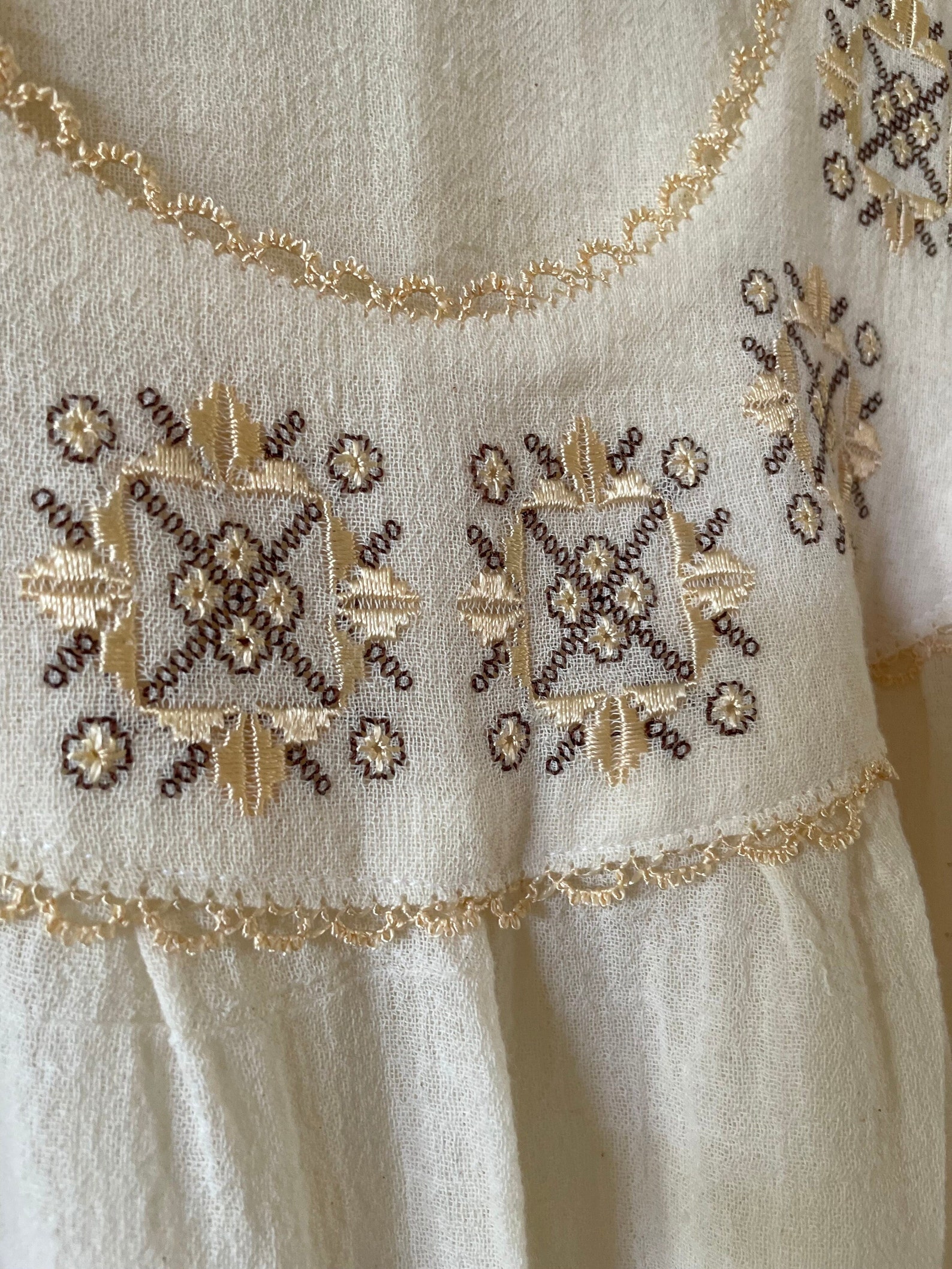 Vintage Cotton Nightgown, Muslin Dress With Hand Embroidery Neckline ...