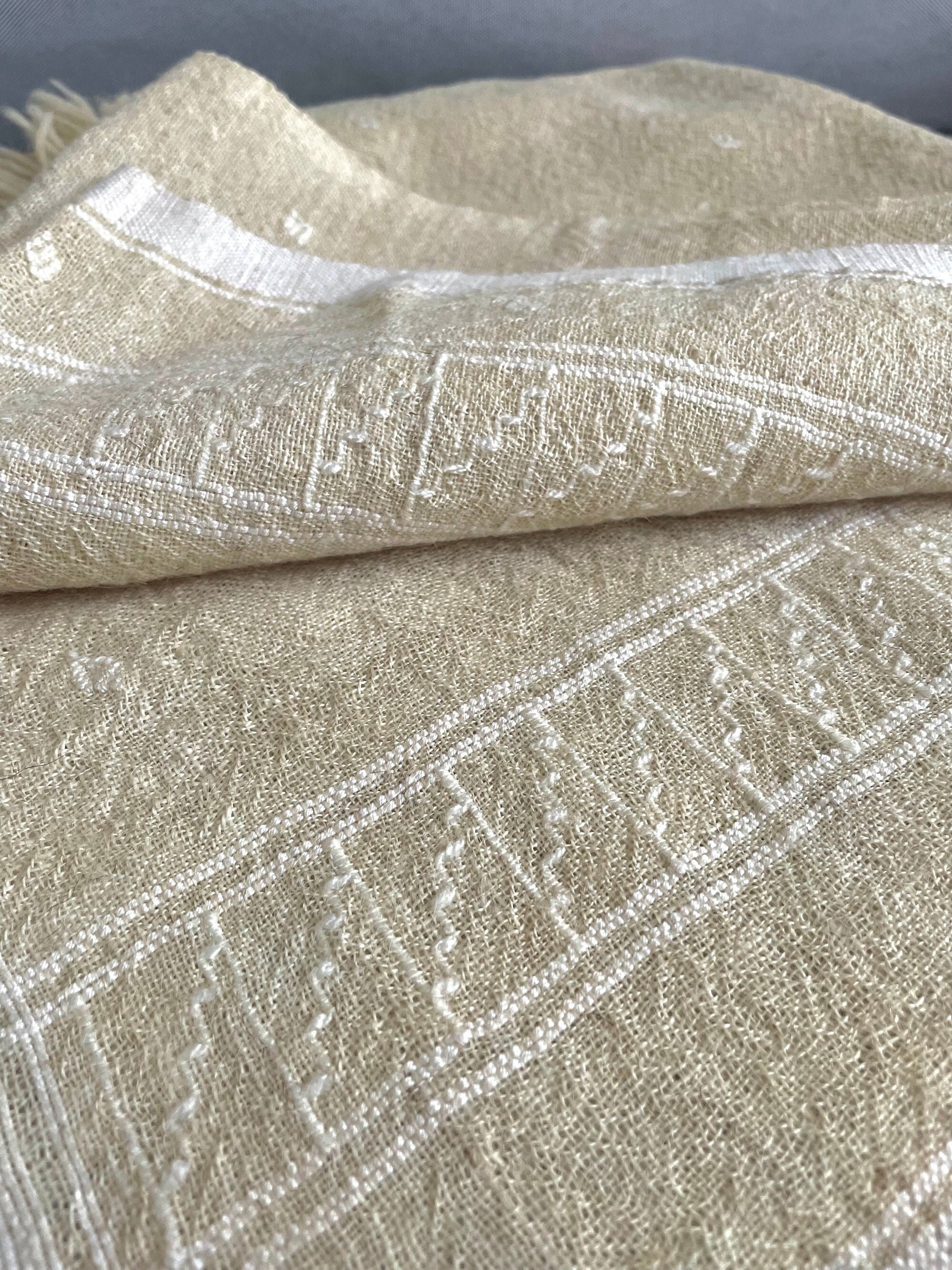 Traditional Handwoven Wool Shawl, Handmade Meditation Blanket, Handspun ...