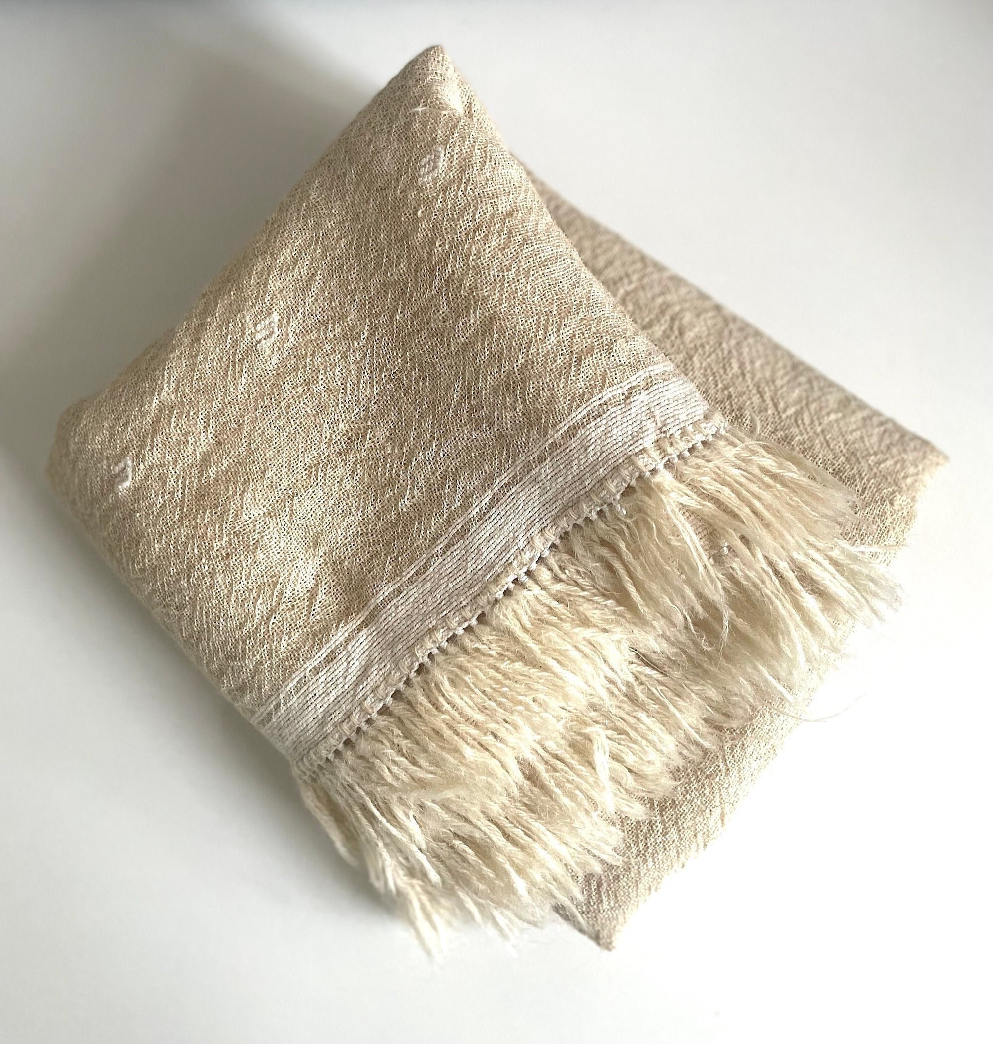 Traditional Handwoven Wool Shawl, Handmade Meditation Blanket, Handspun ...