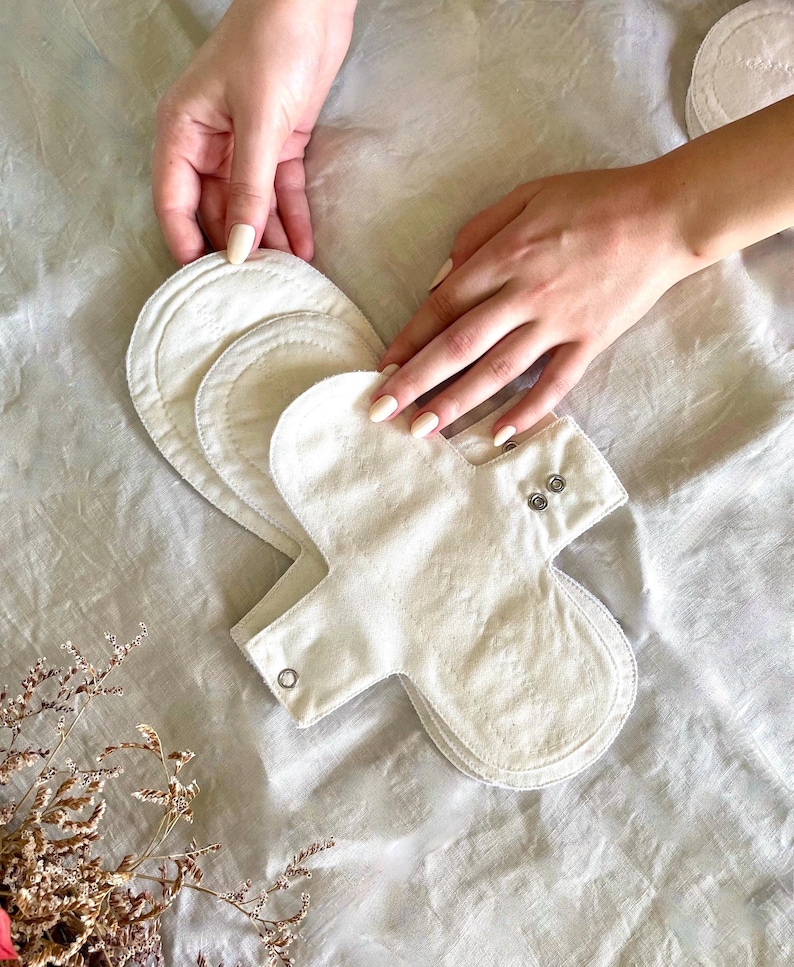 Organic Cotton Reusable Cloth Pads, Undyed Washable Period Pad ...