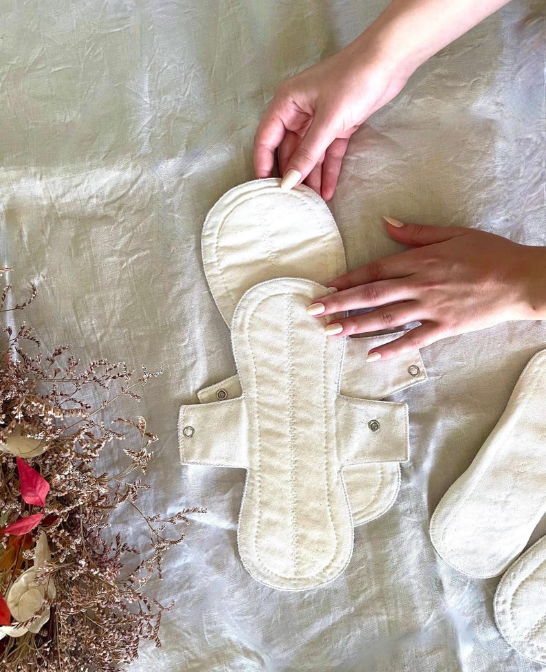 Organic Cotton Reusable Cloth Pads, Undyed Washable Period Pad ...
