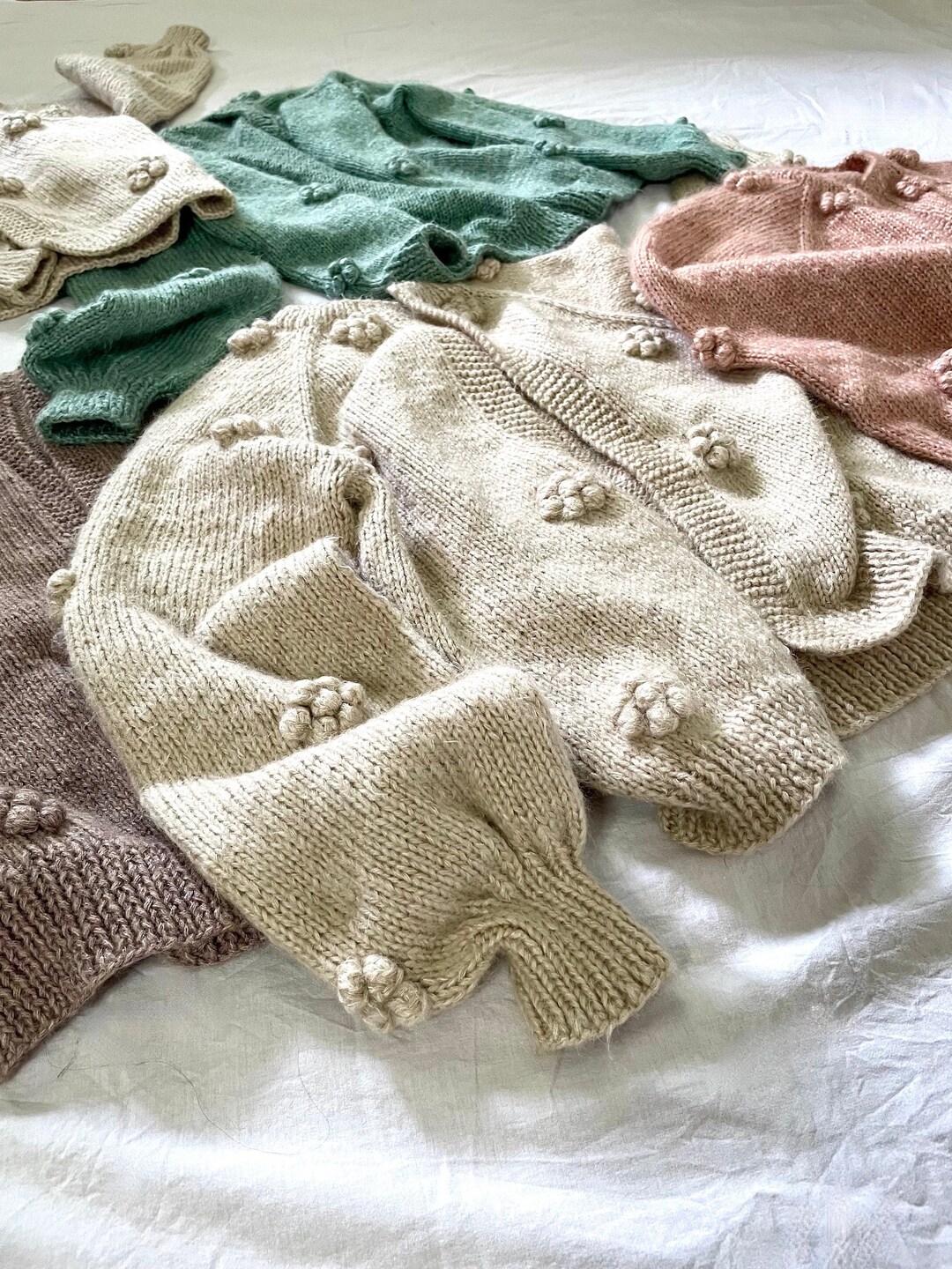 Handmade Wool Cardigan, Hand Knitted Daisy Sweater for Women's ...