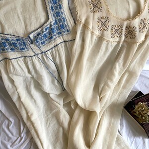 Vintage Cotton Nightgown, Muslin Dress With Hand Embroidery Neckline ...