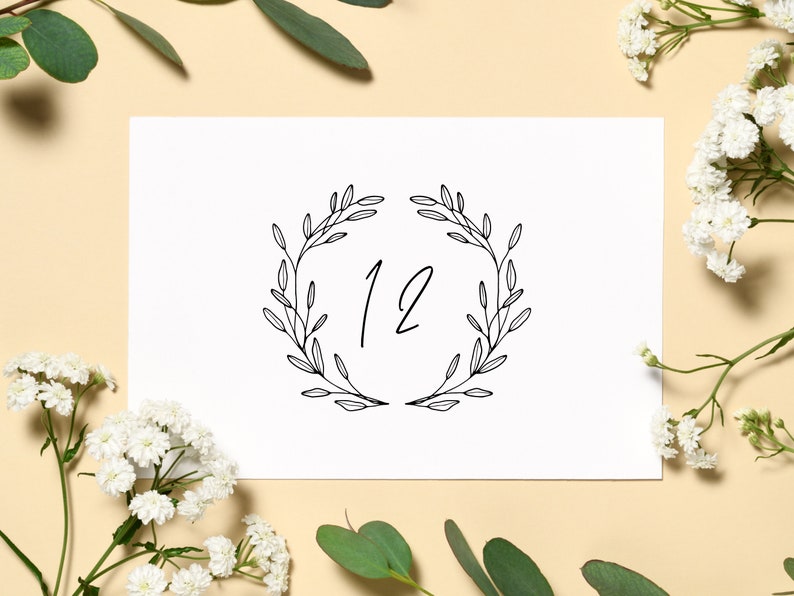 Printable Wedding Table Numbers, Digital Instant Download, Beautiful ...