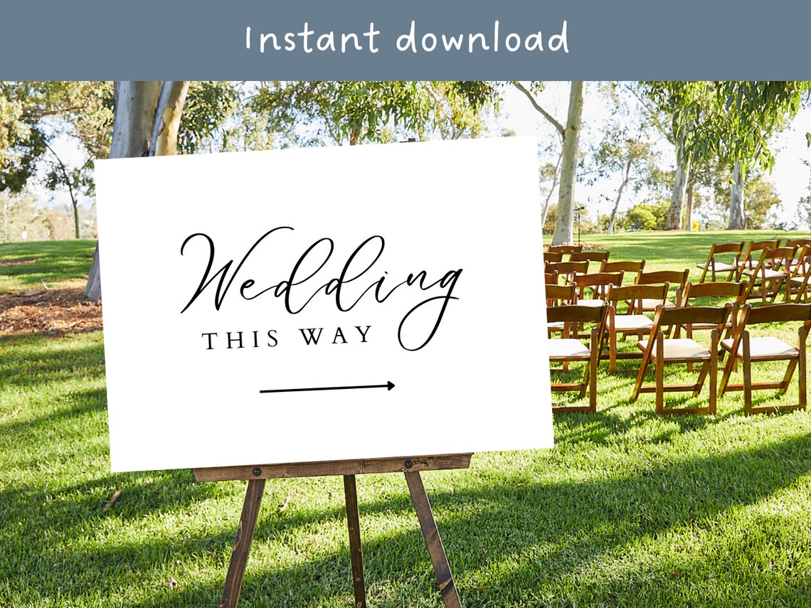 This Way to Our Wedding Sign, Simple Wedding Signage, Digital File ...