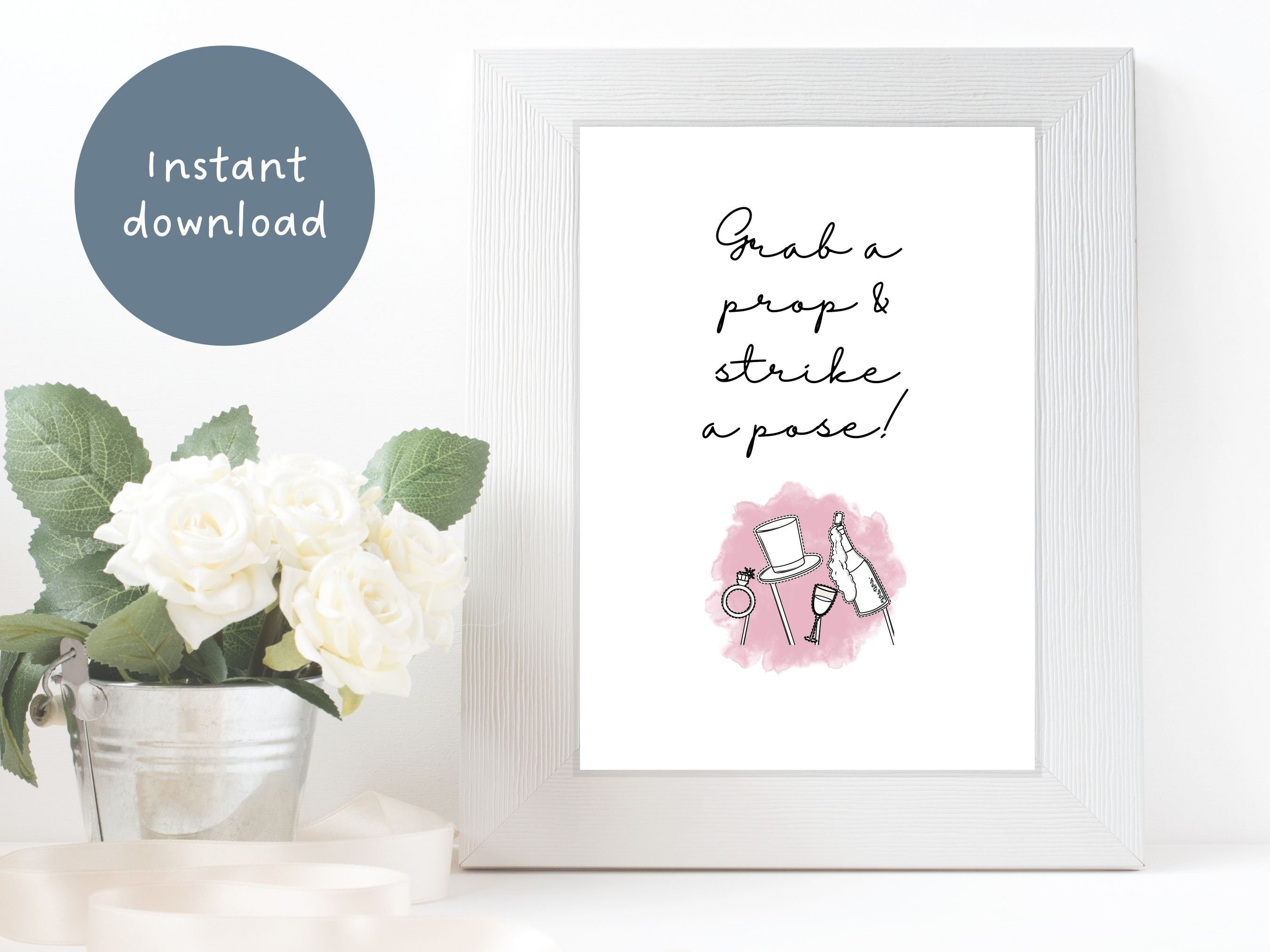 Grab a Prop & Strike a Pose Wedding Photo Props Sign Retro | Etsy