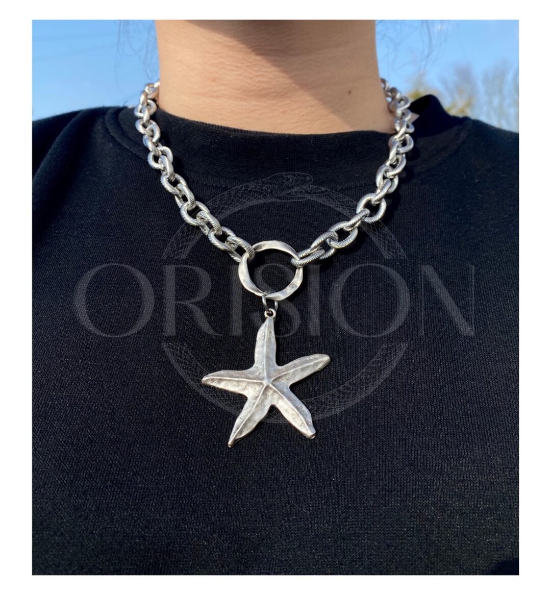 Stainless Steel Sea Starfish Chunky & Thick Statement Chain Necklace - Etsy