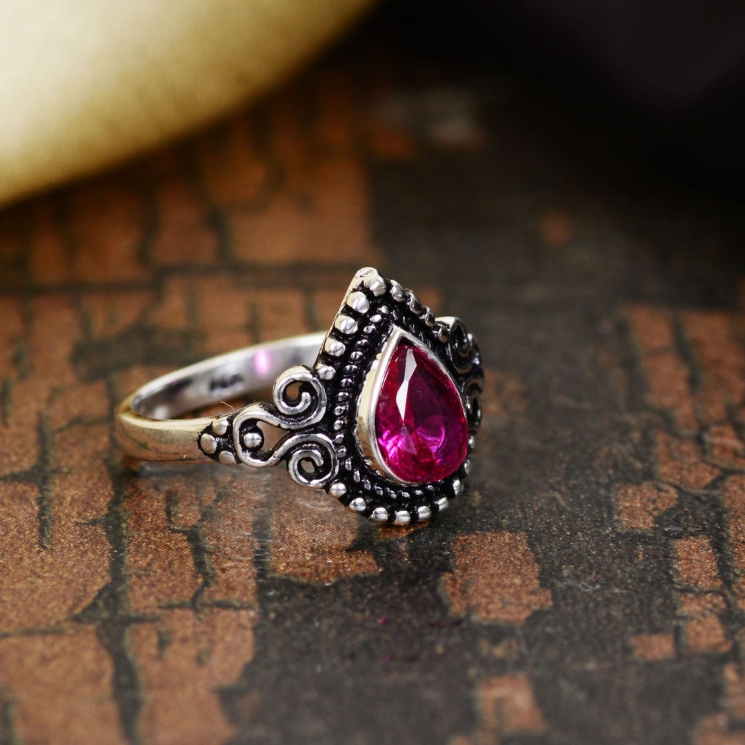 925 Handmade Brass Natural Ruby Stone Ring,statement Ring,faceted Ruby ...
