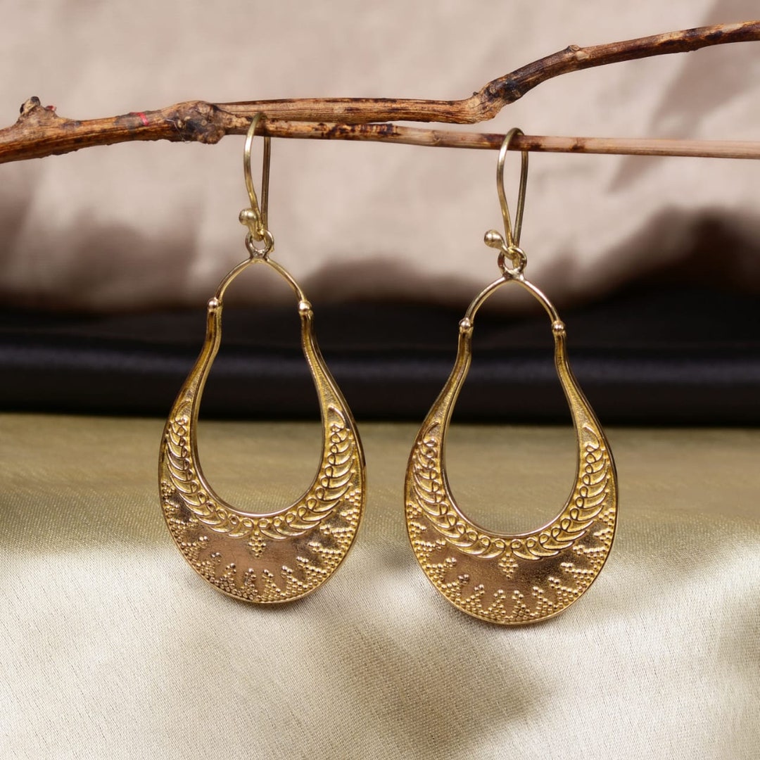 925 Handmade Natural Brass Earring,beautiful Shiny Gift for Occasion ...