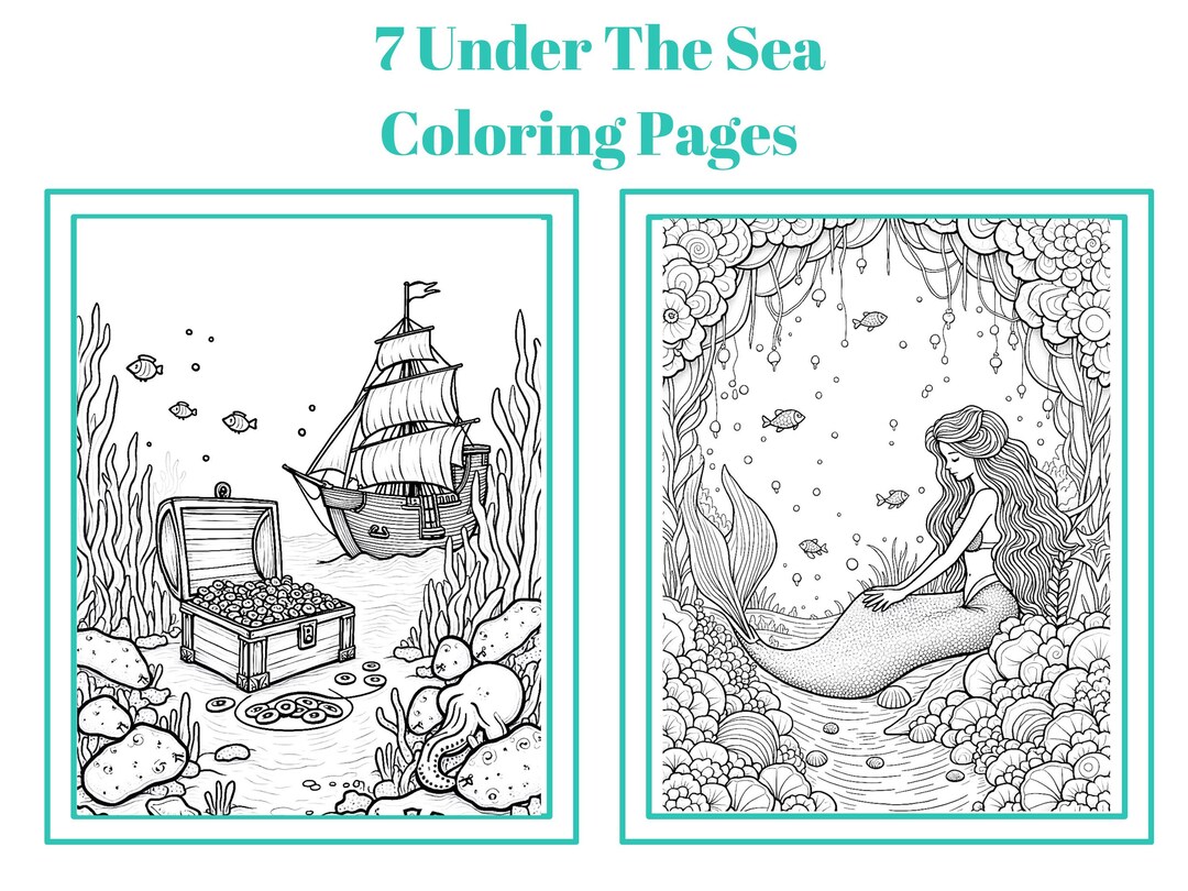 Under the Sea Coloring Book, Ocean Coloring Pages for Adults and Kids ...