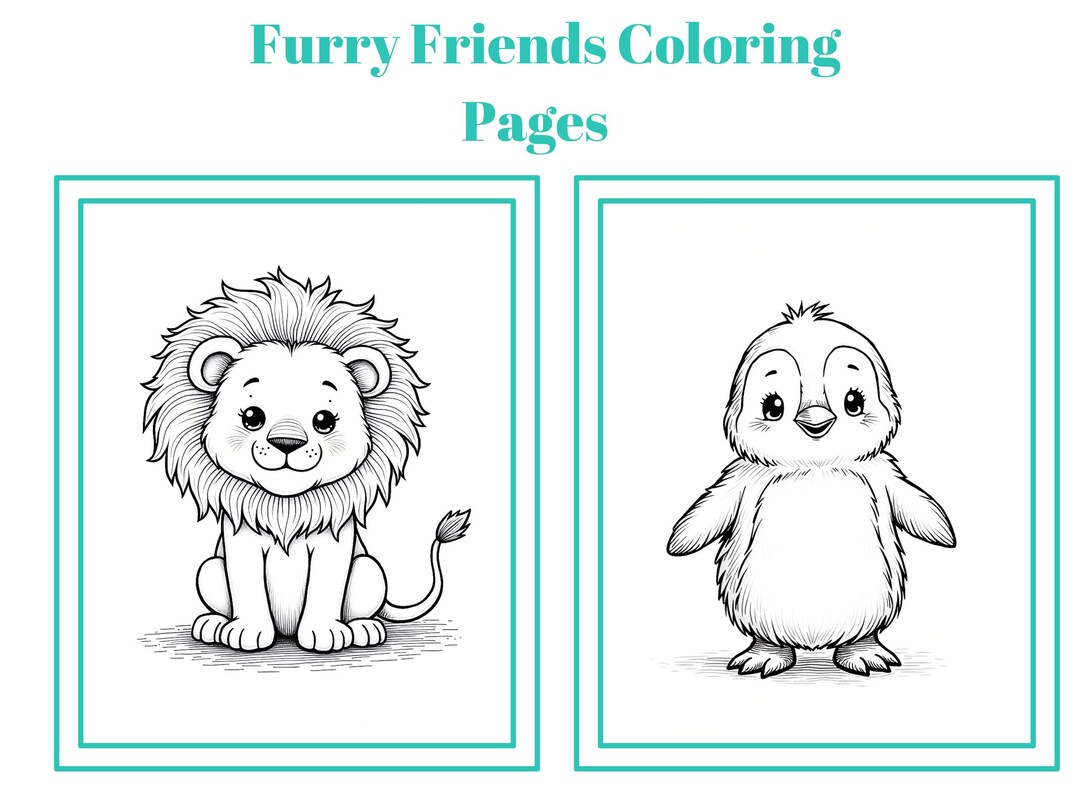 Furry Friends Coloring Book for Kids – 6 Cute Animal Coloring Pages ...