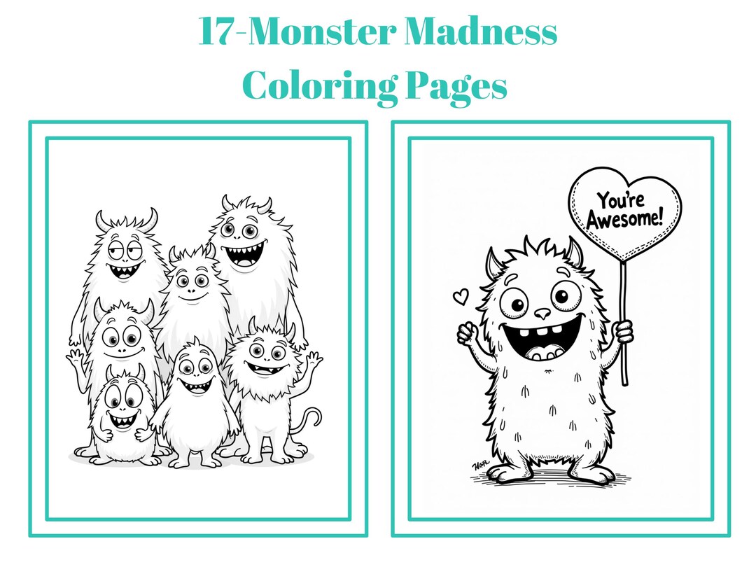 Monster Madness Coloring Book for Kids – 17 Pages of Cute & Fun ...