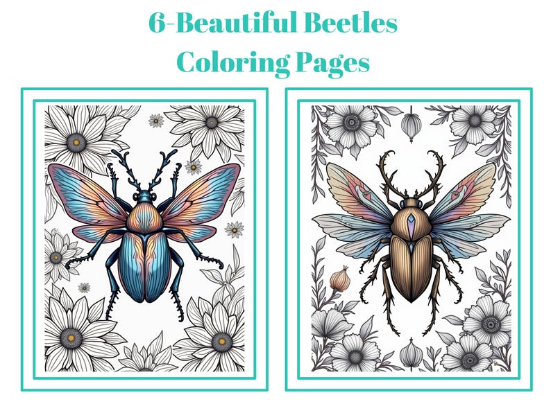 Crystal-winged Beetles Coloring Book | Fantasy Insects & Floral ...