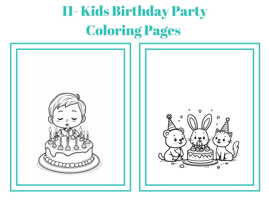Kids Birthday Party Coloring Pages | 11 Fun Printable Coloring Sheets ...