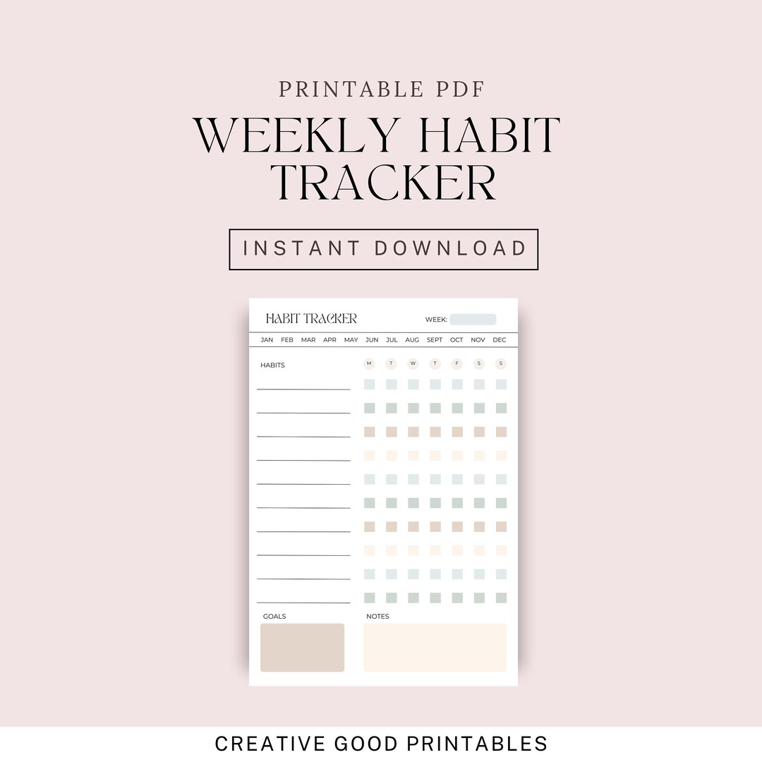 Weekly Habit Tracker: Printable Goal Planner (PDF) - Etsy