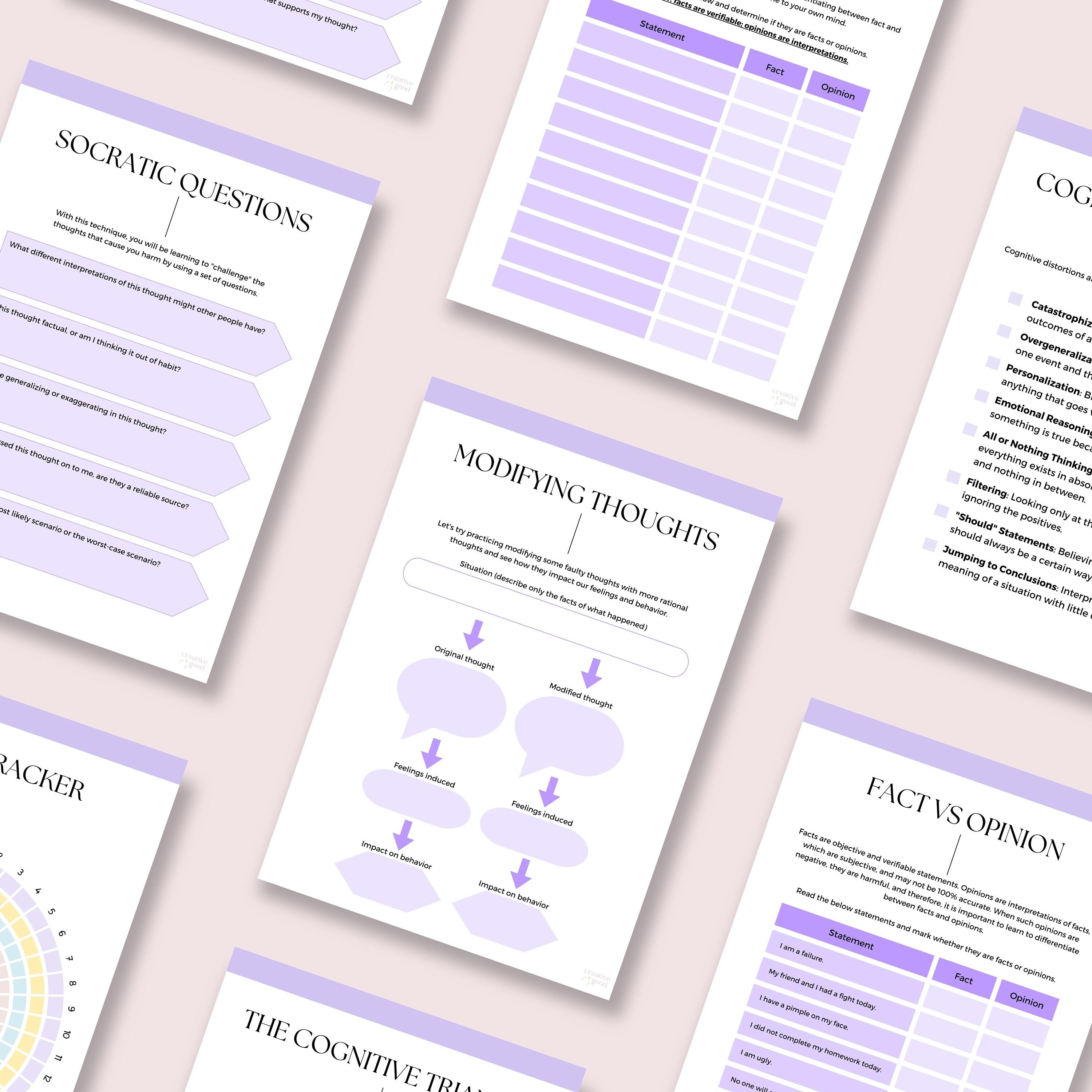 CBT Worksheets, Anxiety Journal, Thinking Errors, Anxiety Workbook ...