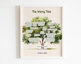 The Worry Tree Worksheets, GAD Anxiety Relief, Challenging Cognitive ...