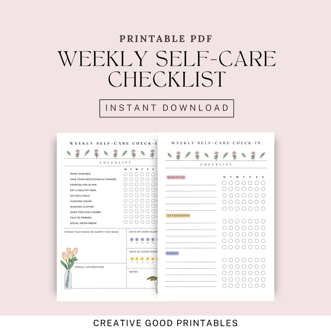 Weekly Self Care Tracker, Self Care Checklist, Self Care Planner, Self ...