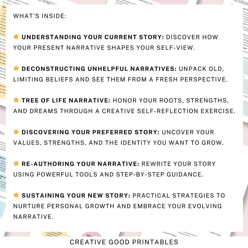 Narrative Therapy Workbook, Tree of Life Worksheet, Trauma Therapy ...