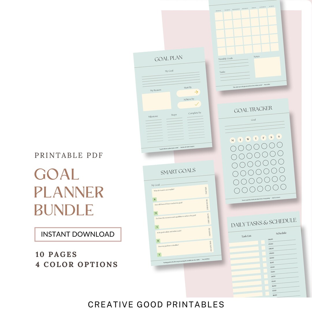 Goal Planner Bundle, ADHD Planner, Goal Setting, SMART Goals, Goal ...