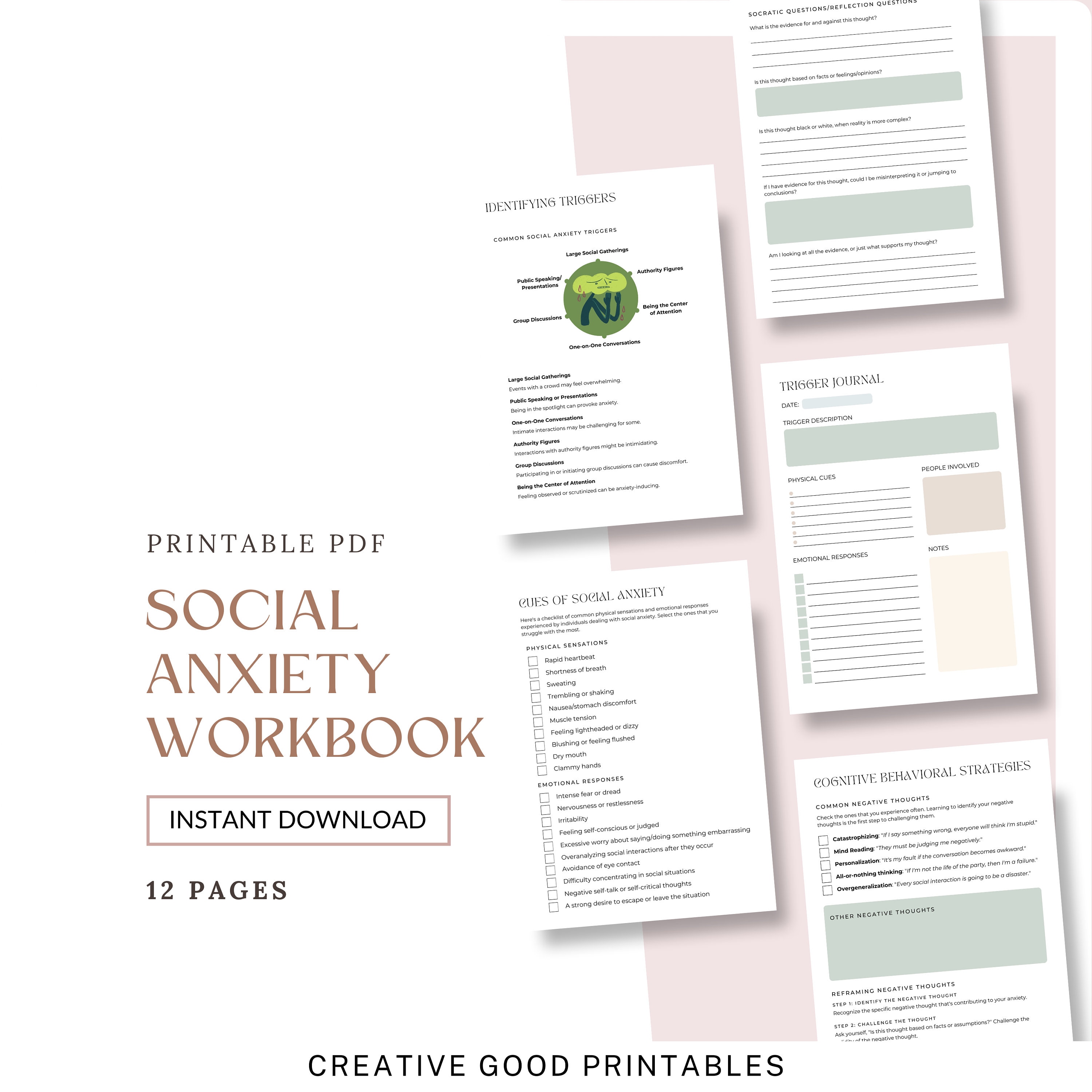 Social Anxiety Workbook, Social Anxiety Worksheets, Therapy Worksheets ...