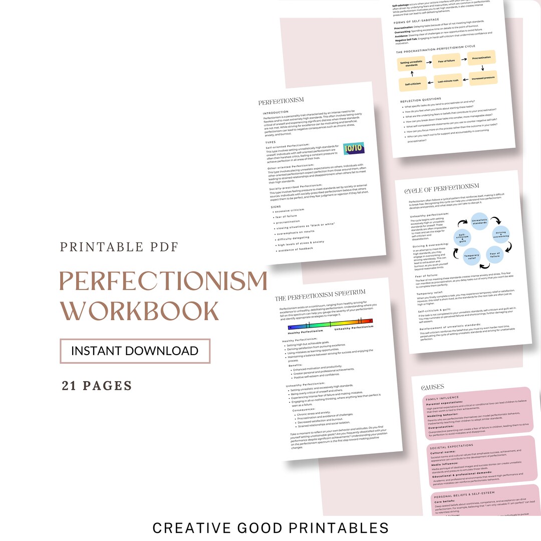 Perfectionism Worksheets, Break the Cycle of Perfectionism, CBT ...