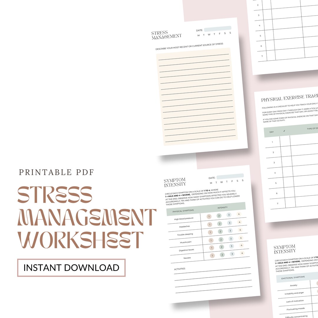 Stress Management Worksheet, Stress Management Kit, Stress Diary ...