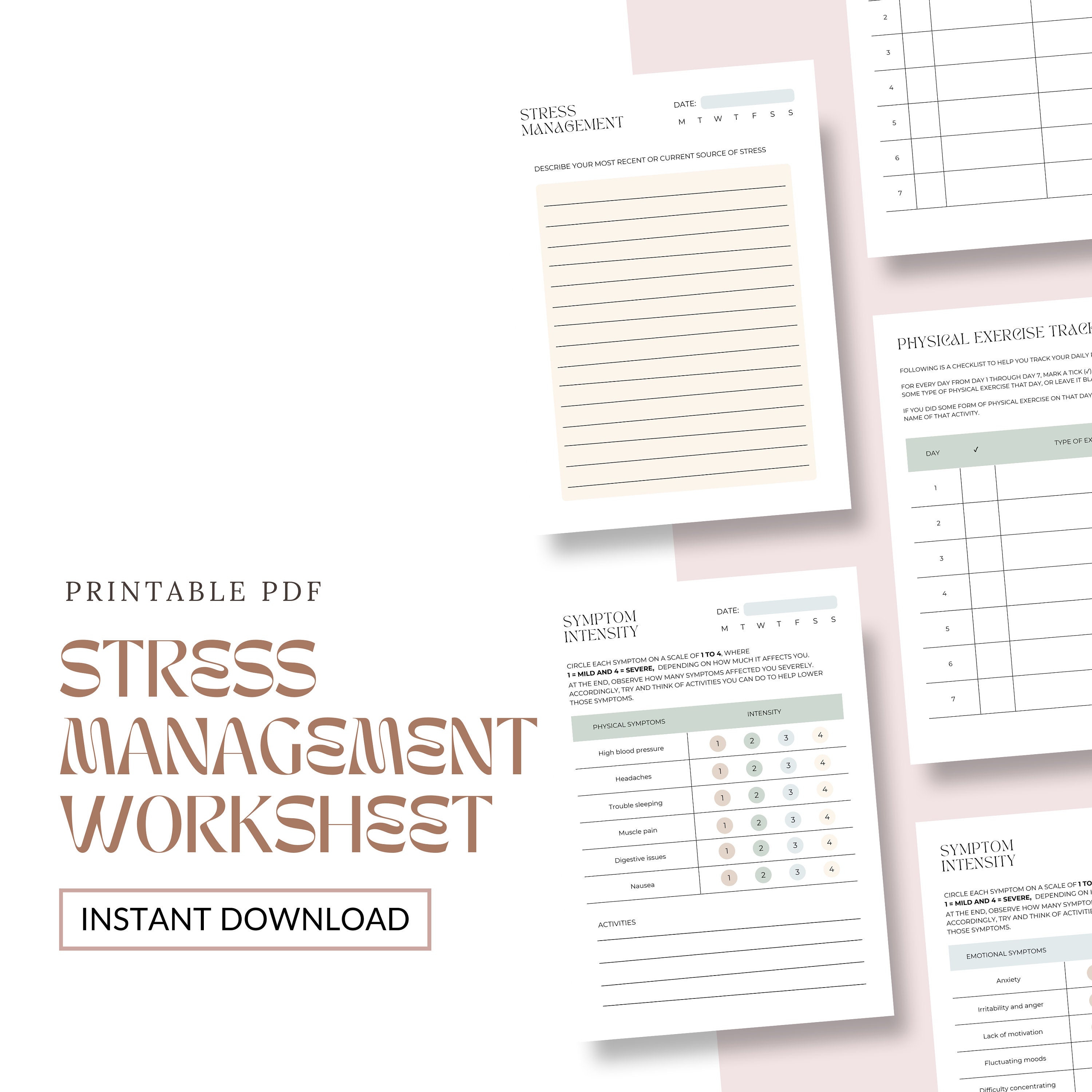 Stress Management Worksheet, Stress Management Kit, Stress Diary ...