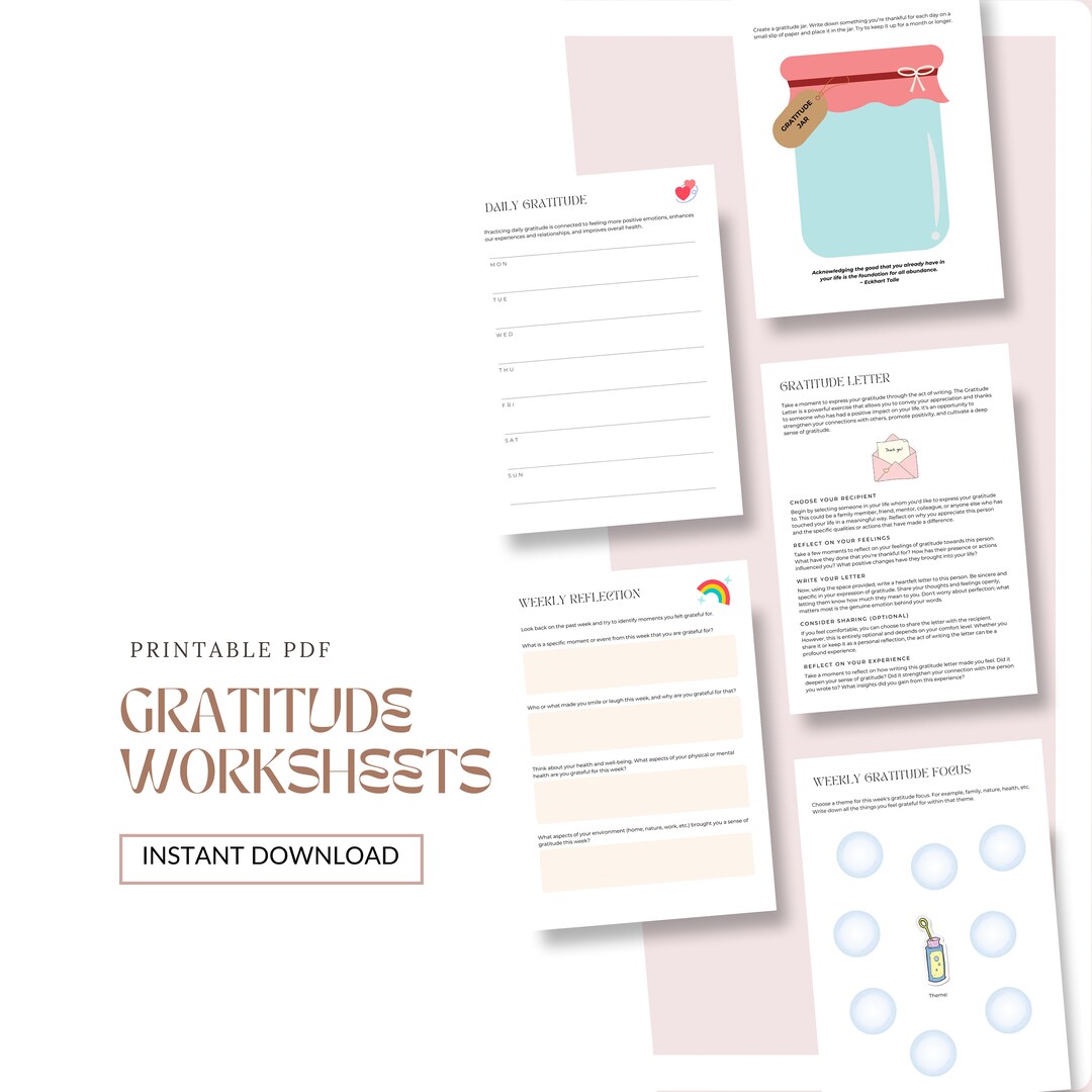 Gratitude Worksheets, Mental Health Worksheets, Therapy Resources, Self ...