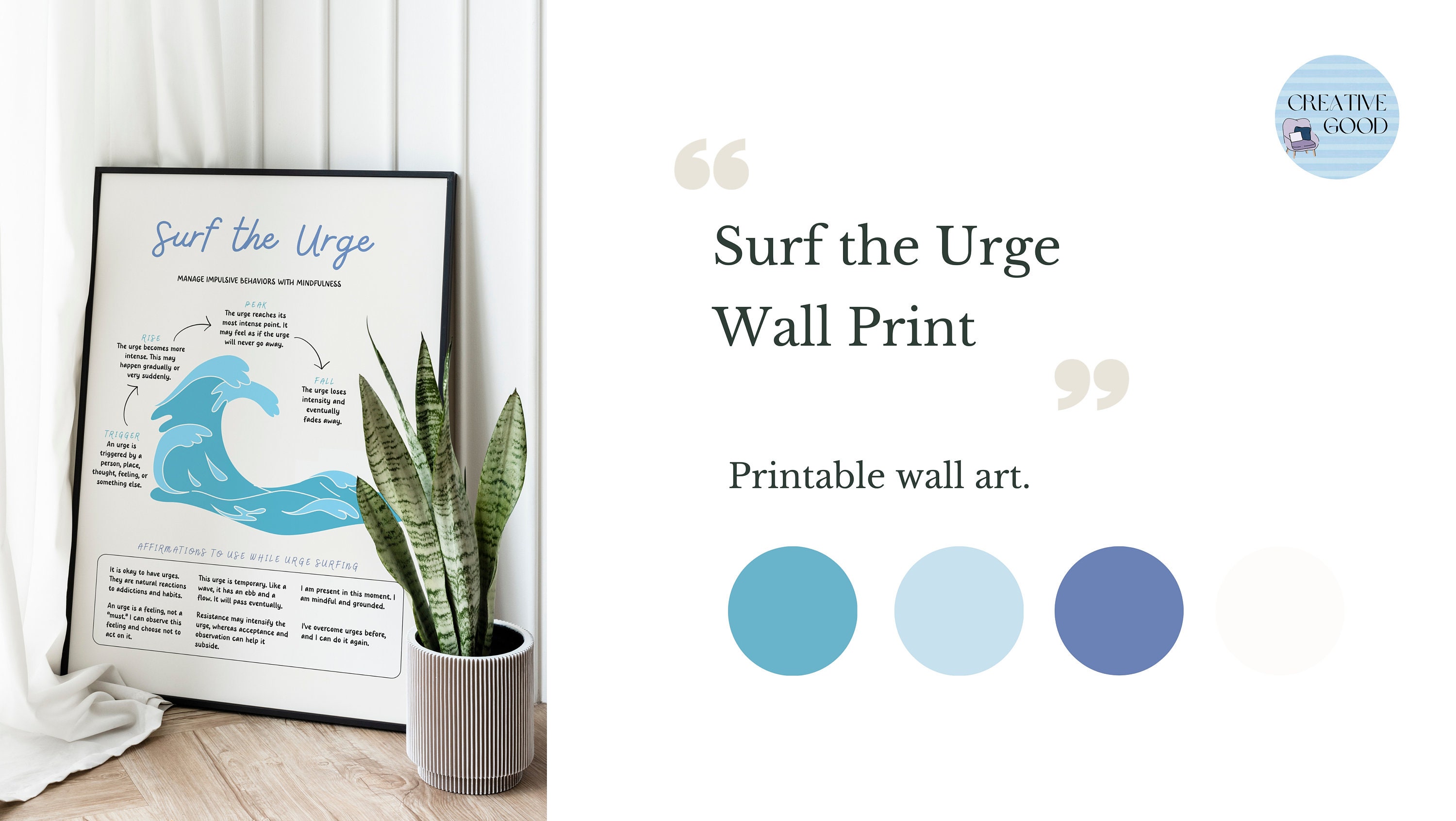 Urge Surfing Poster Addiction Recovery Sobriety DBT - Etsy