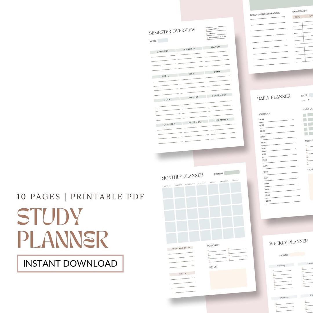 Study Planner Printable, Student Planner, Academic Planner, College ...