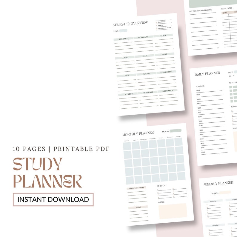Study Planner Printable, Student Planner, Academic Planner, College ...