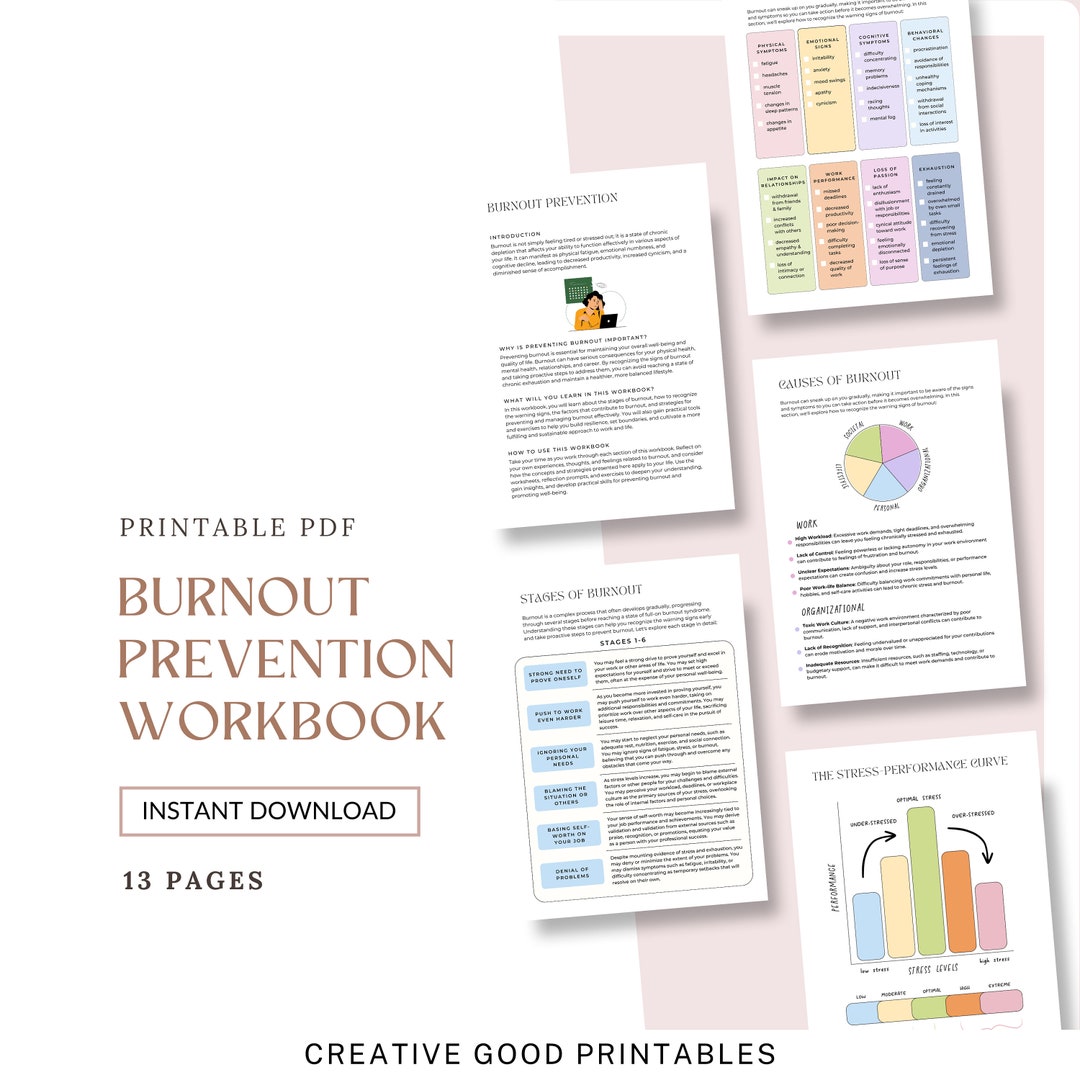 Burnout Prevention Workbook: Stress Management, Resilience (PDF) - Etsy
