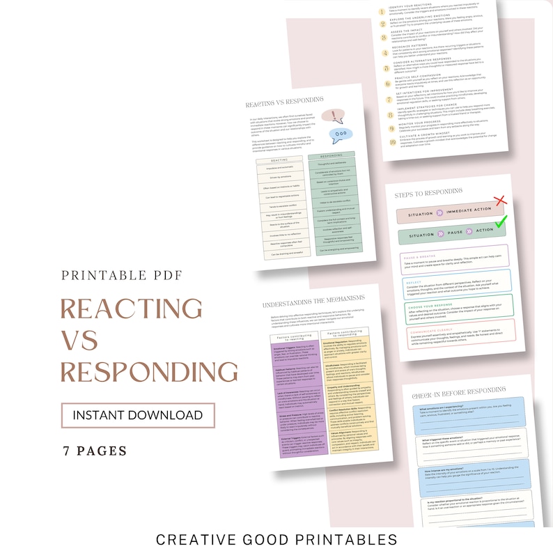Reacting Vs Responding Worksheets: Communication & Therapy (PDF) - Etsy