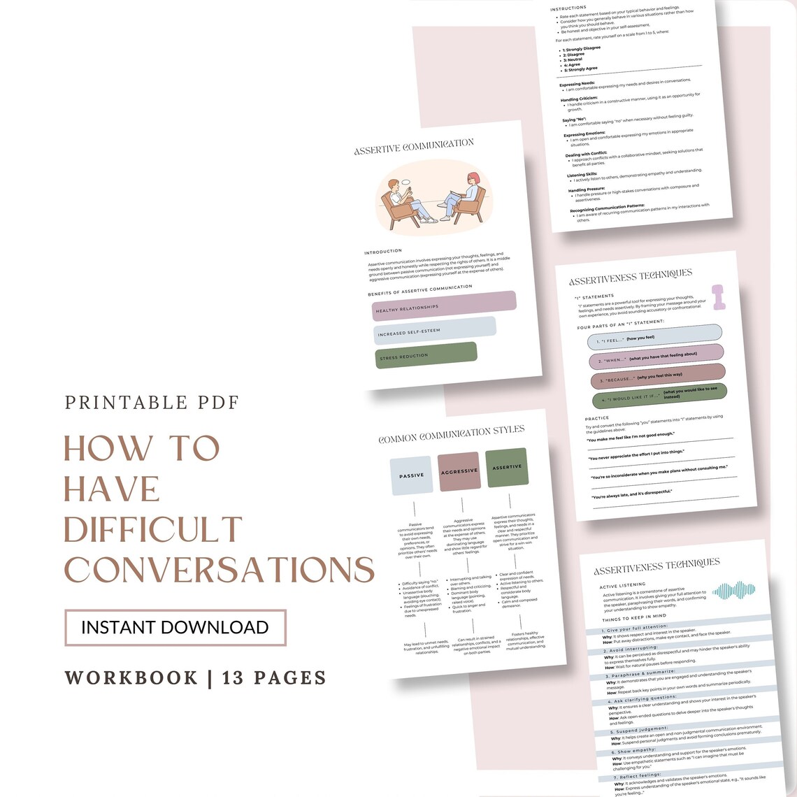 Assertive Communication Skills, How to Have Difficult Conversations, Communication Workbook ...