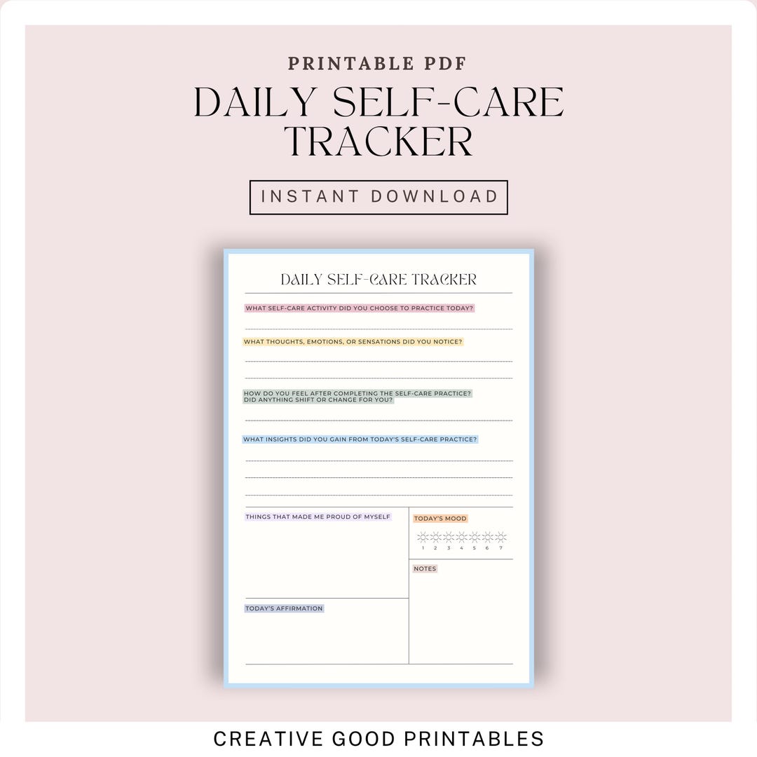 Daily Self-care Tracker: Printable Wellness Planner (PDF) - Etsy