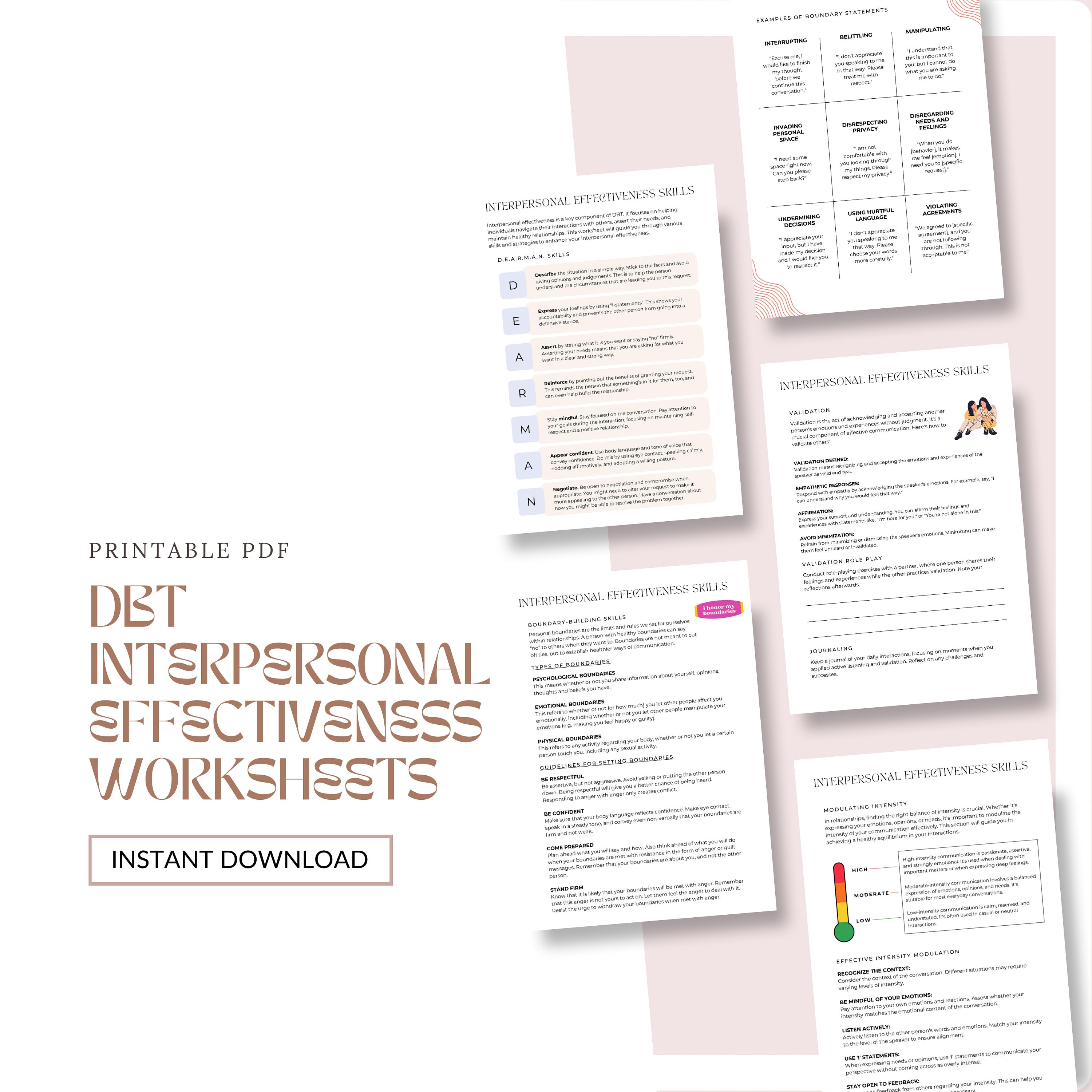 DBT Interpersonal Effectiveness Skills, DBT Worksheets, DBT Workbook ...