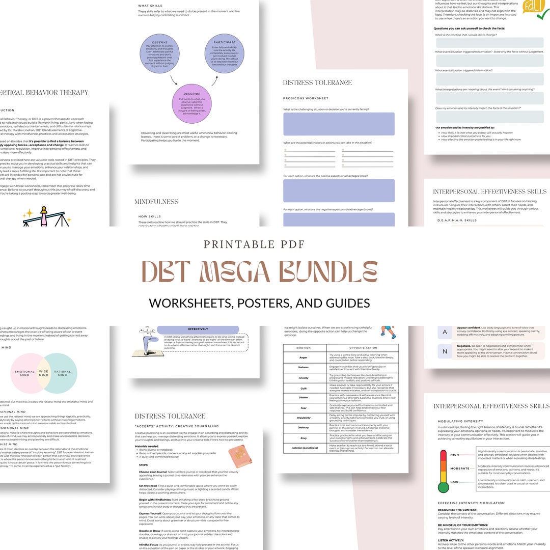 DBT Mega Bundle, DBT Skills, DBT Workbook, Dbt Worksheets, Therapy ...