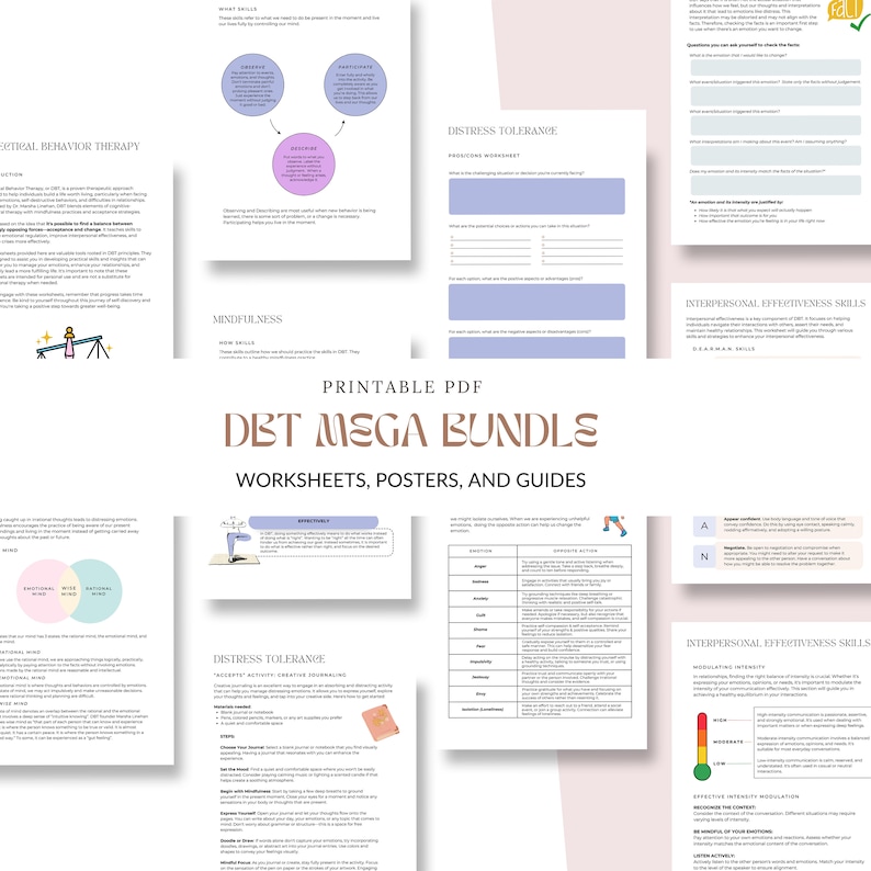 DBT Mega Bundle, DBT Skills, DBT Workbook, Dbt Worksheets, Therapy ...