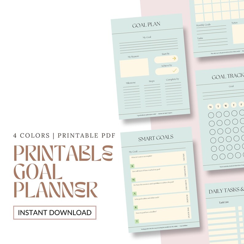 Goal Planner, Printable Planner, Goal Setting, SMART Goals, Goal ...
