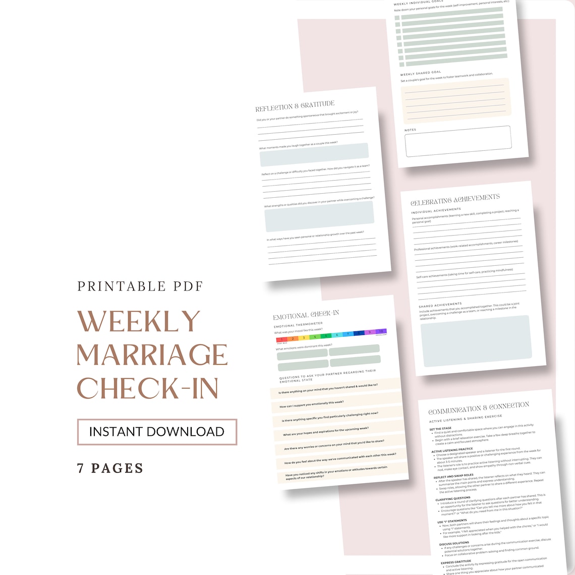 Weekly Marriage Check-in, Relationship Check-in, Marriage Workbook ...