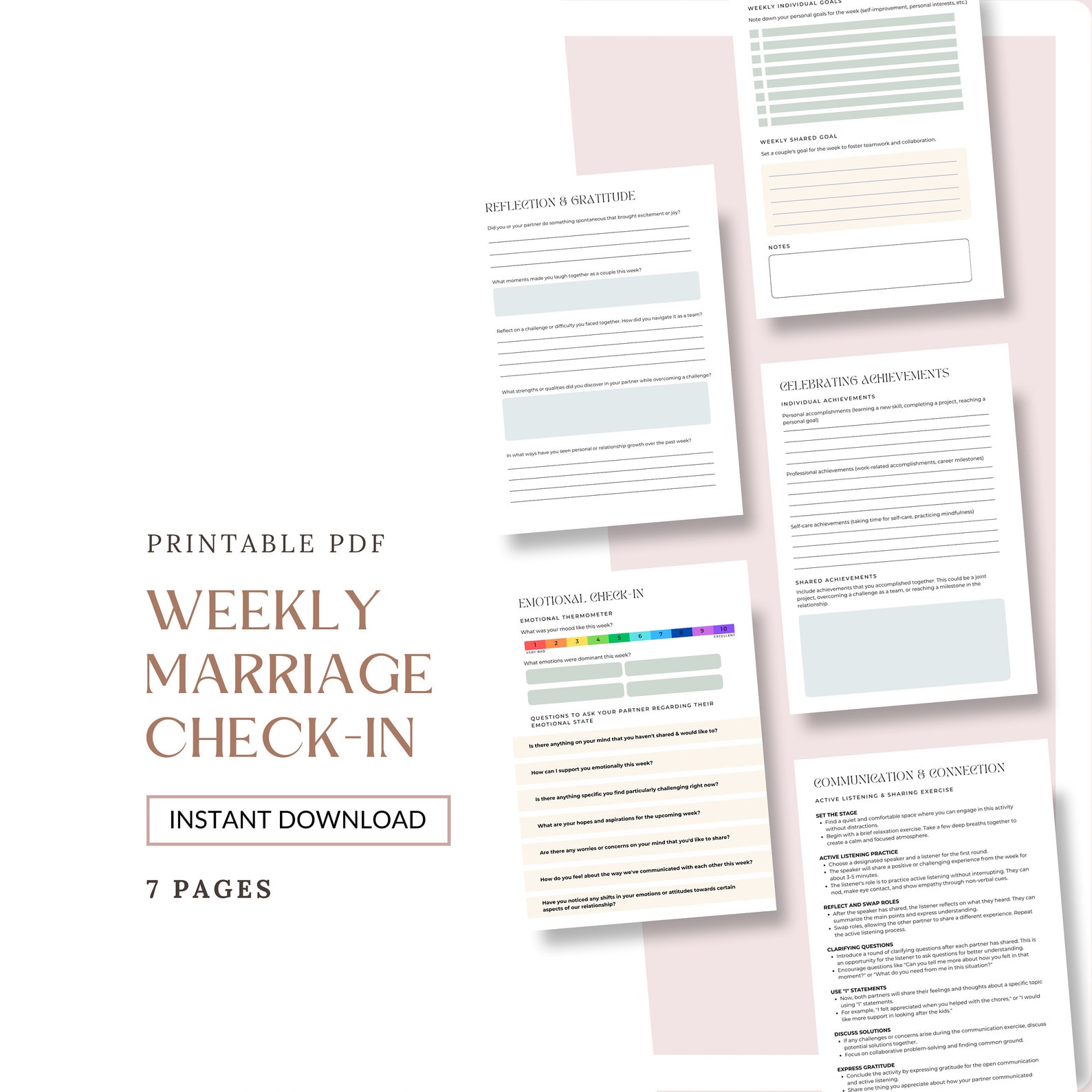 Weekly Marriage Check-in, Relationship Check-in, Marriage Workbook ...