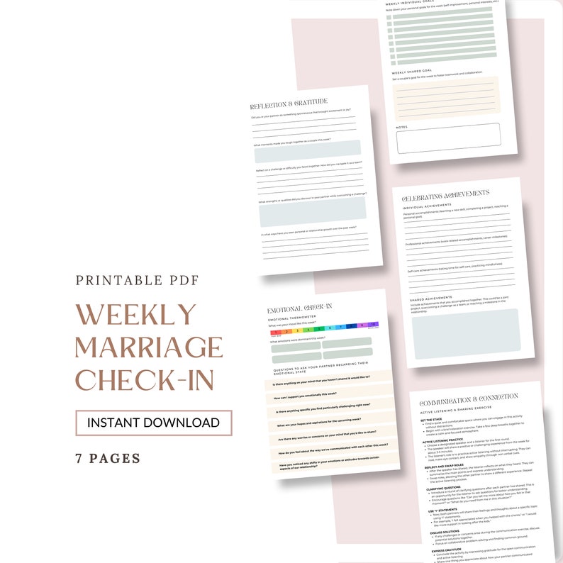 Weekly Marriage Check-in, Relationship Check-in, Marriage Workbook ...