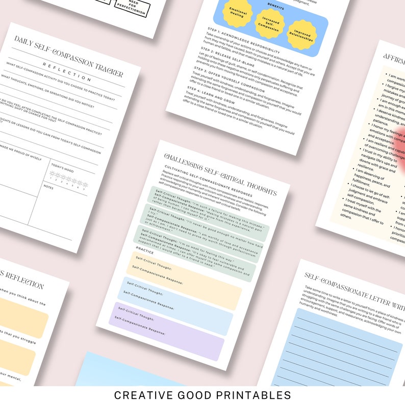 Self-compassion Worksheet, Inner Critic Workbook, EMDR, EFT, Self-care ...