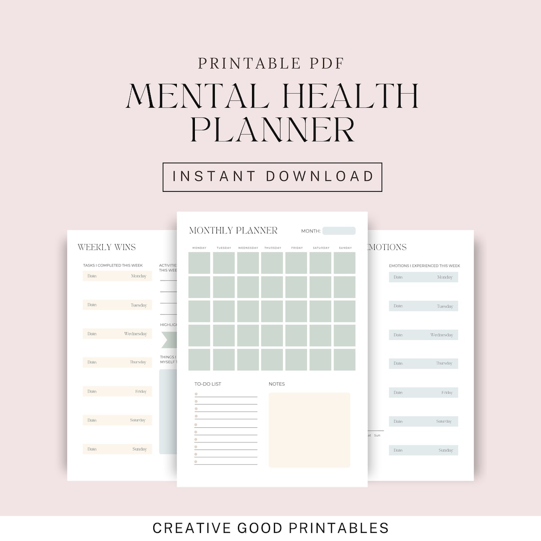 Mental Health Planner, Mood Tracker, Anxiety Journal, Therapy ...