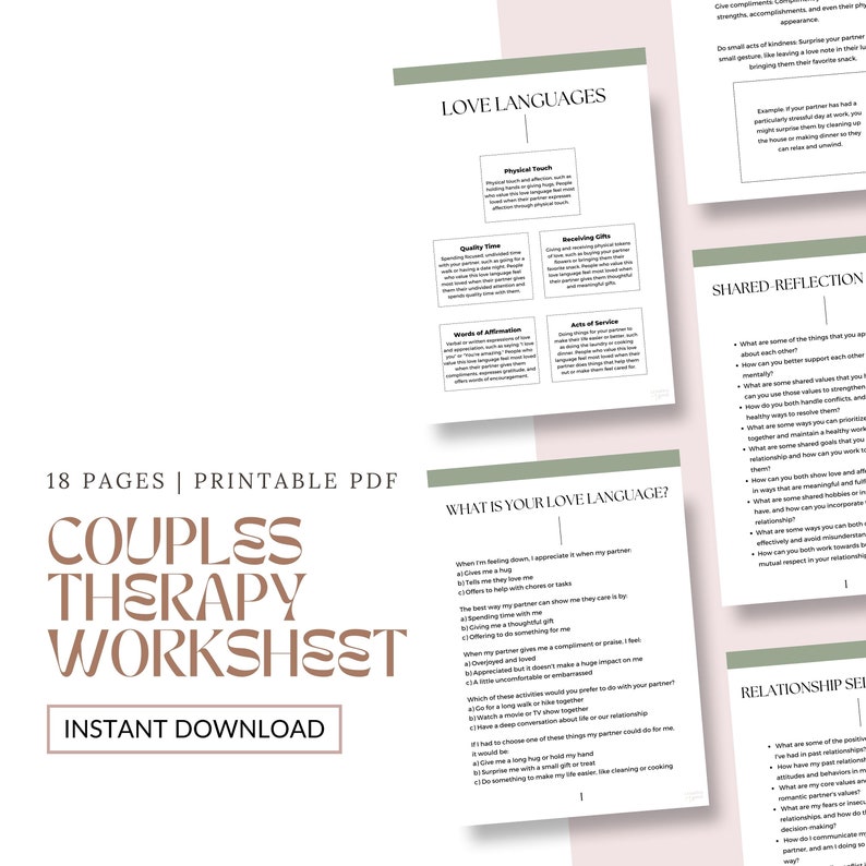 Couples Therapy Worksheet, Couples Counselling, Relationship Worksheets ...