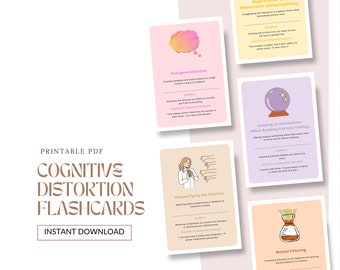 Cognitive Distortion Cue Cards, CBT, Therapy Tool, Unhelpful Thinking ...